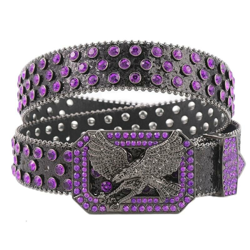 Пояса, Пояс со Стразами Flying Eagle-Черно-Фиолетовый-D135