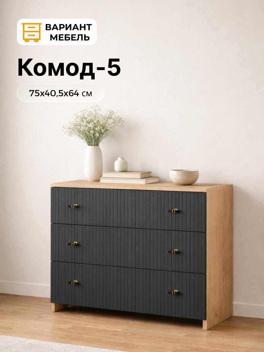 Комод для одежды "Нота" 5, комод под телевизор, Дуб золотистый/Графит