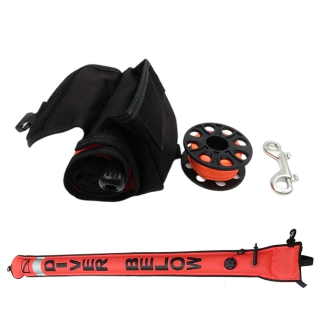 Маркерный буй для дайвинга с катушкой и зажимом, 150cm