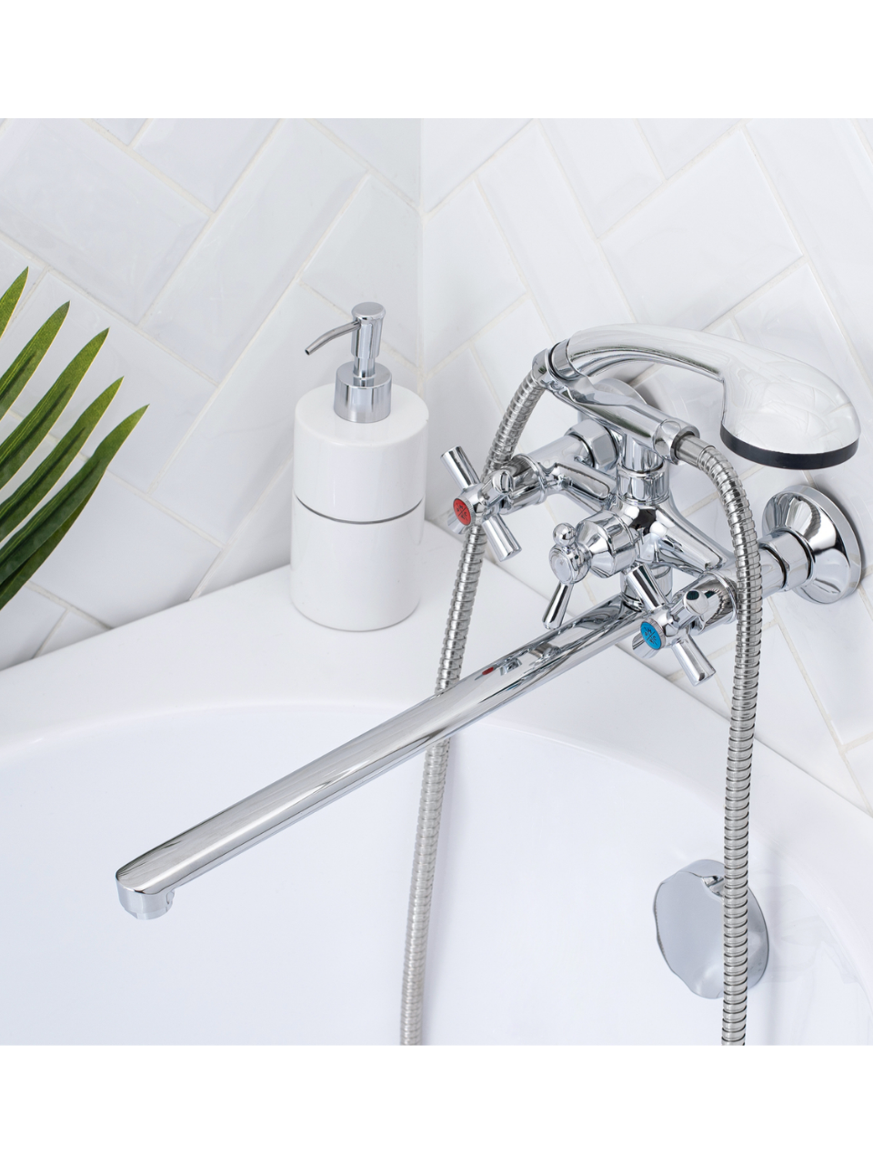 Смеситель для ванны с душем РМС SL138-143P длинный поворотный излив