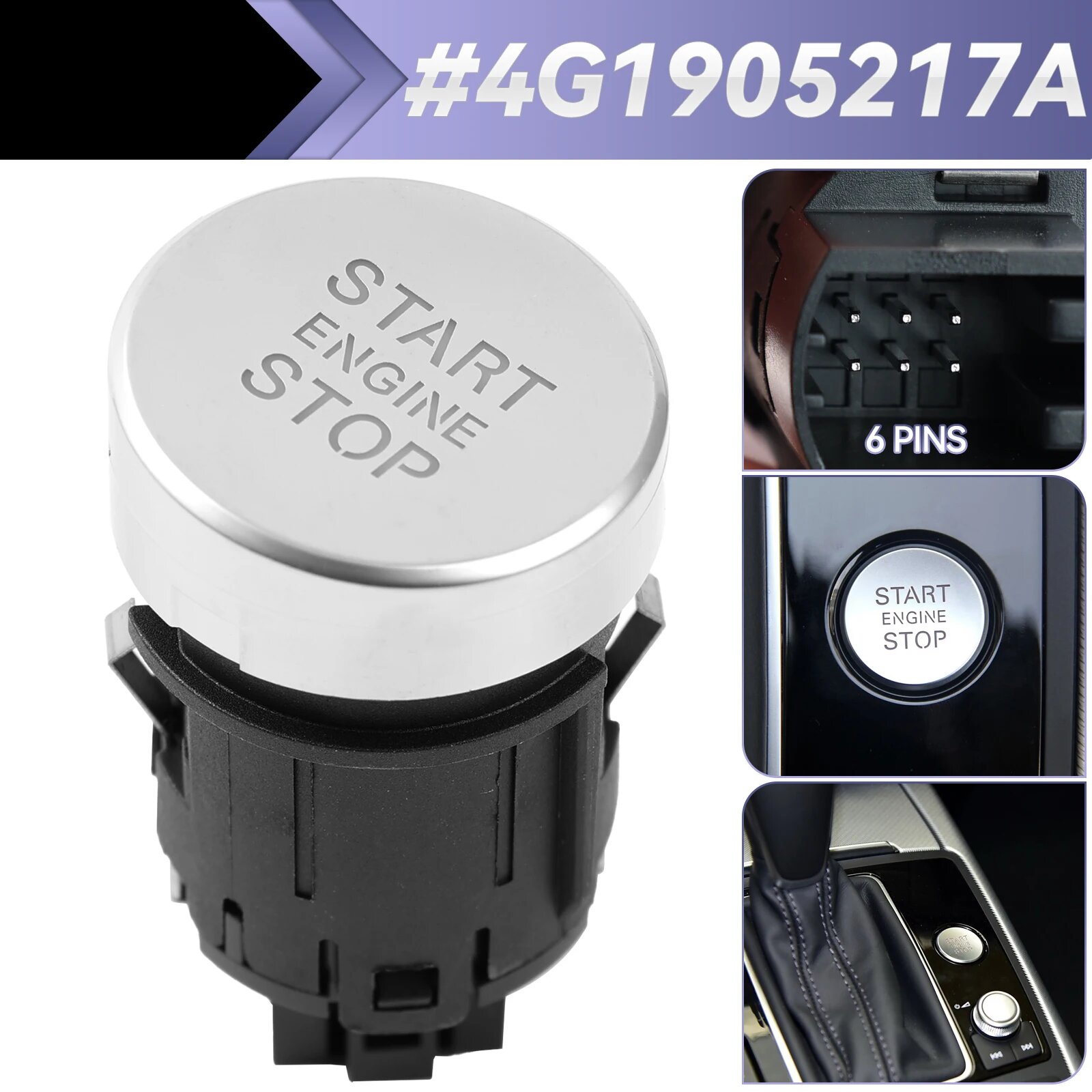 Автомобильный переключатель зажигания, стартер, кнопка остановки двигателя без ключа, 4G 1905217 Подходит для Audi A6 C7 S6 A7 RS7 2012-2018 автоаксессуары