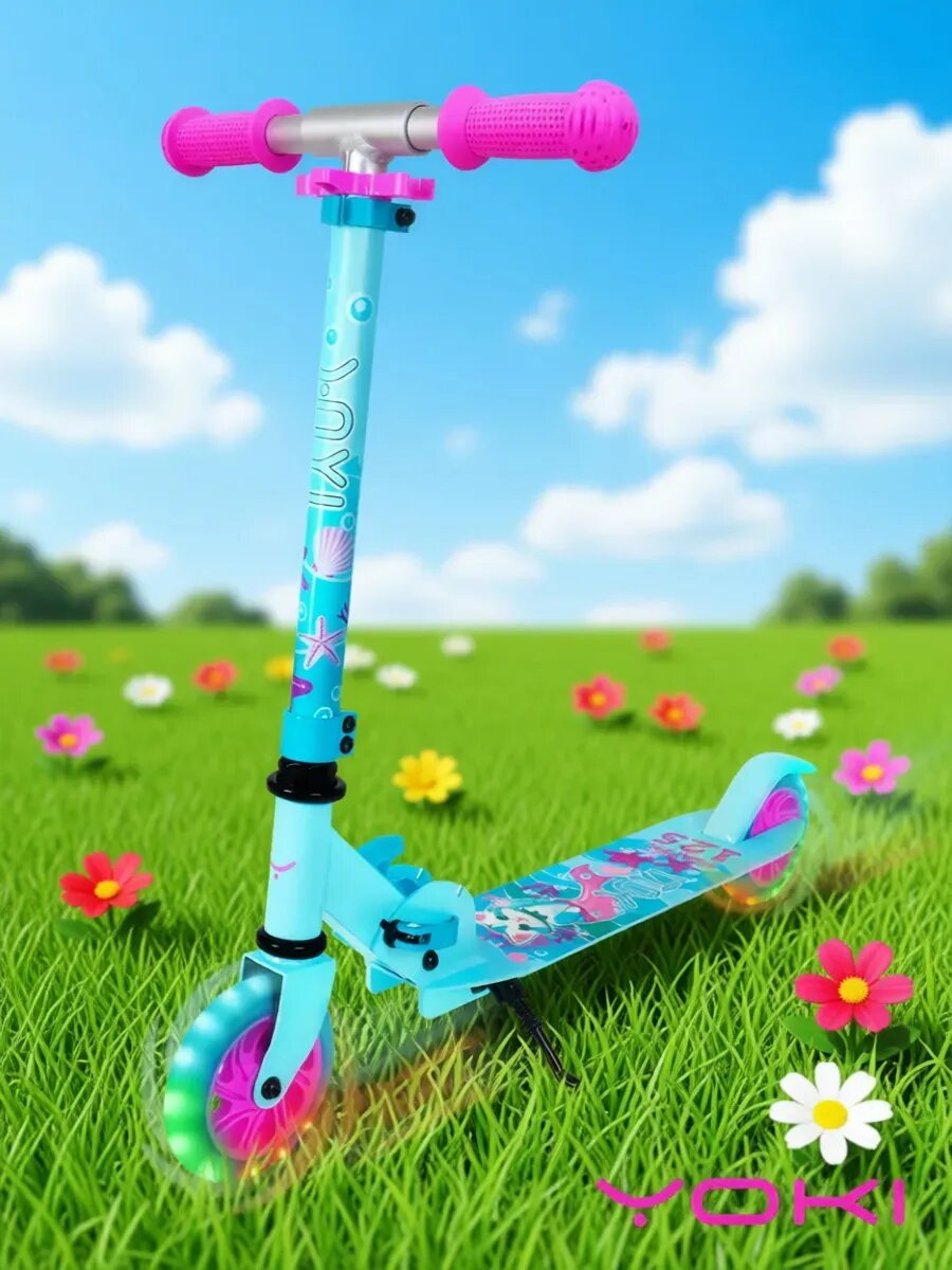 Самокат детский двухколесный складной со светящимися колесами Traffic 125