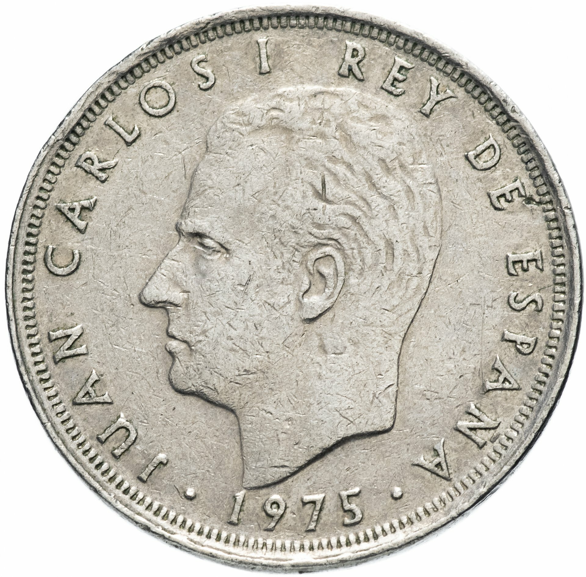 Испания 25 песет 1975, Мельхиор медь-никель, в сохранности VF-AU