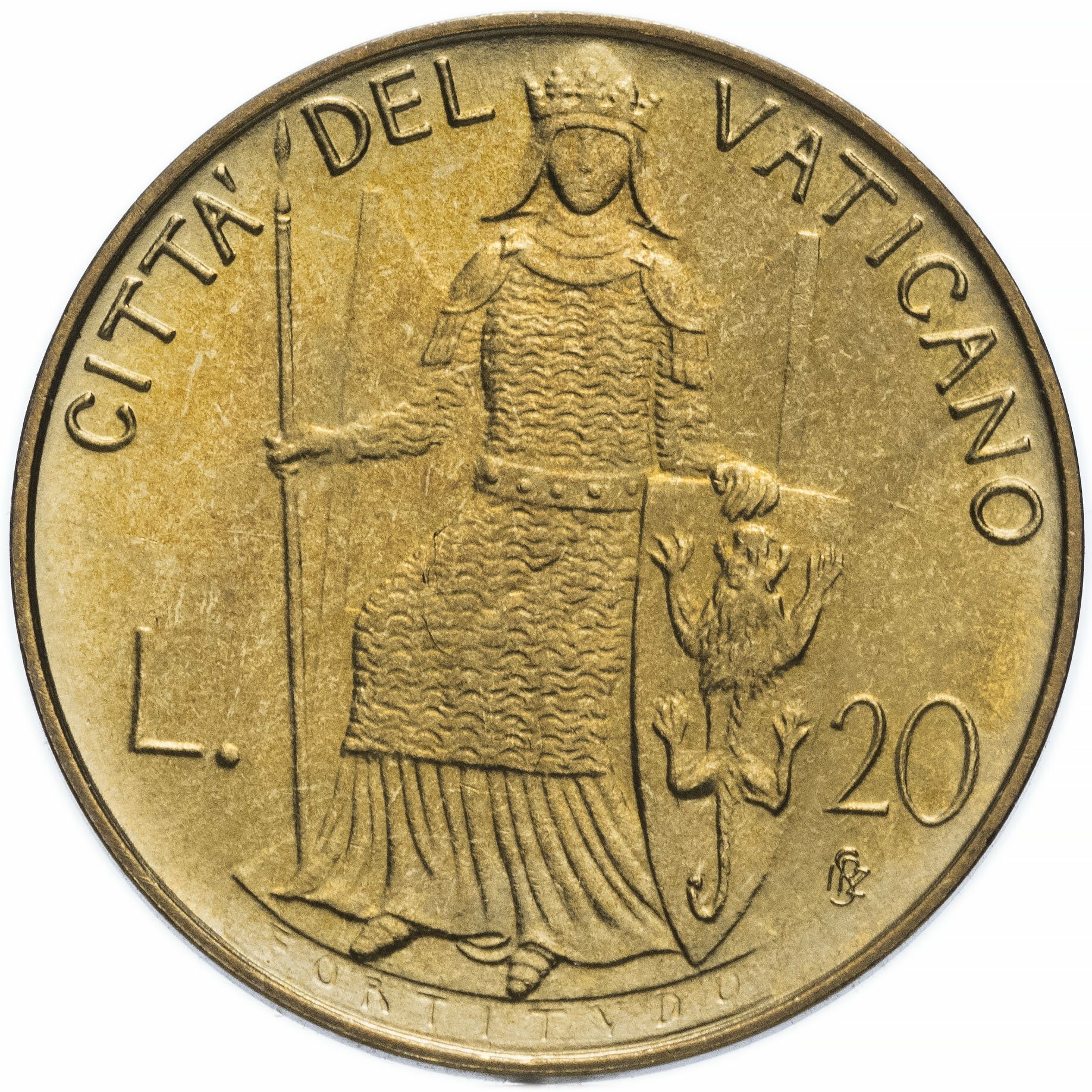 Ватикан 20 лир 1980, Бронза, в сохранности AU-UNC