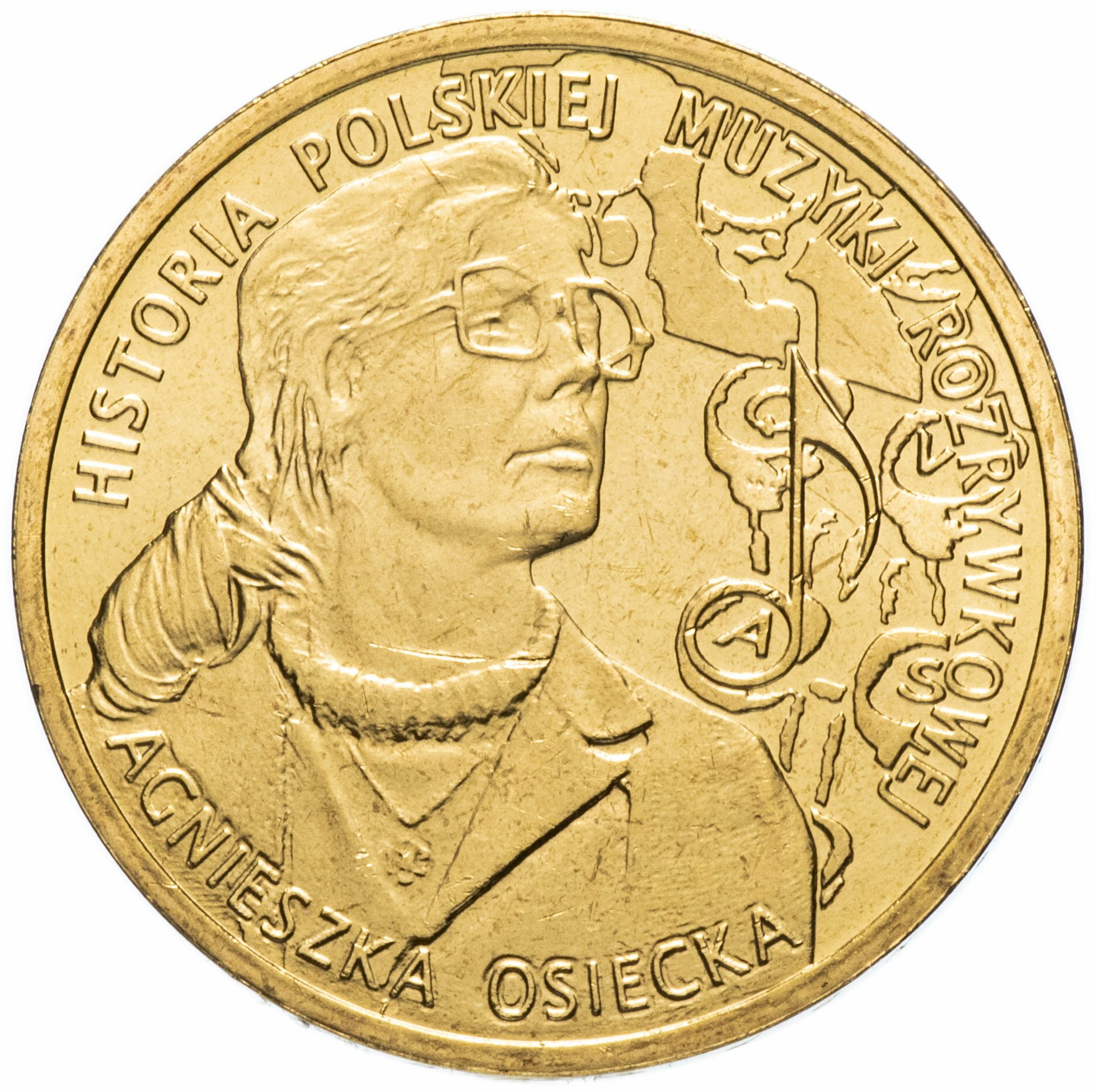 Польша 2 злотых 2013 "Агнешка Осецкая Agnieszka Osiecka", Латунь, в сохранности UNC