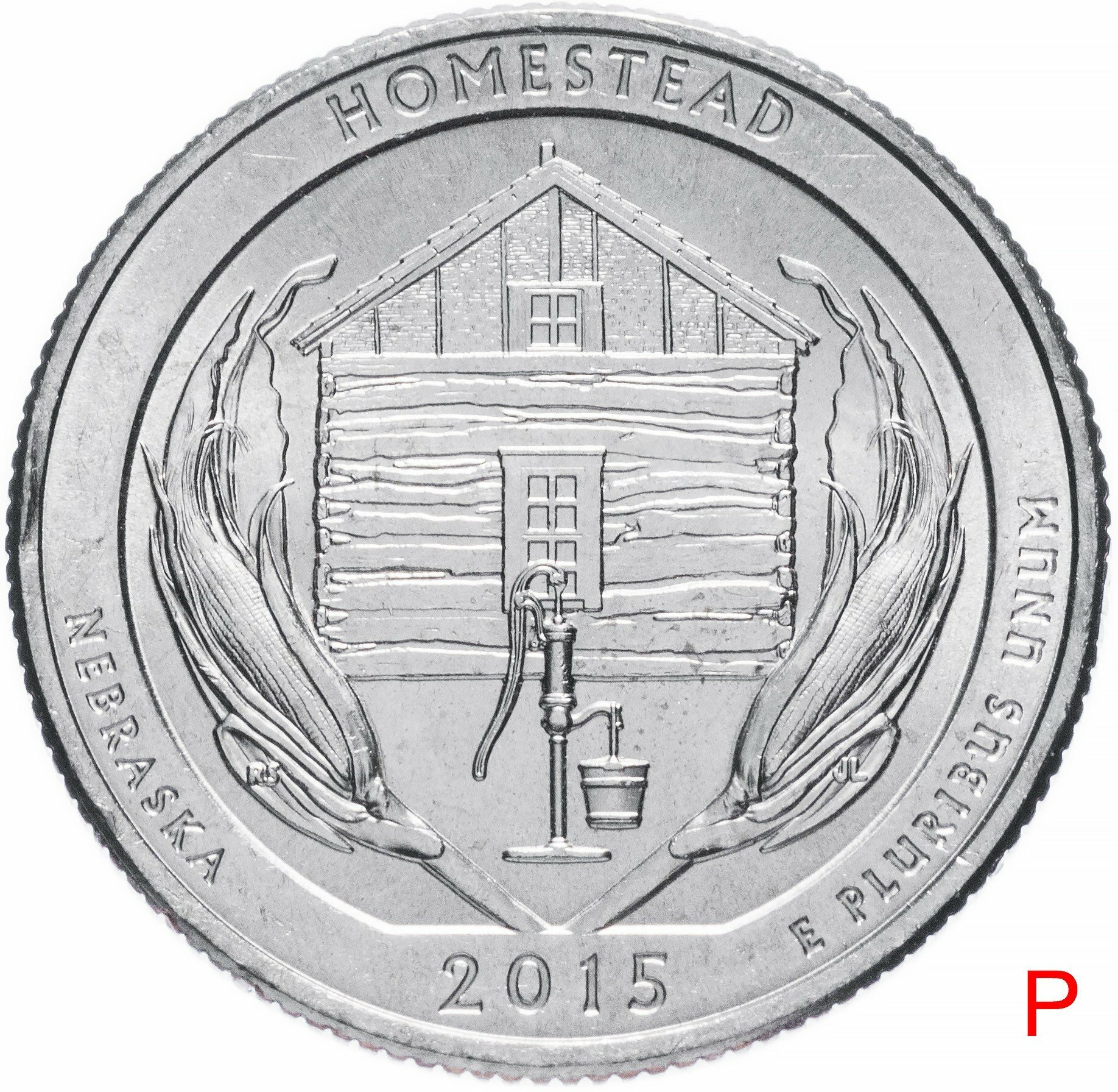 США 1/4 доллара 25 центов, квотер 2015 P — "Национальный монумент Хоумстед" 26-й парк, Мельхиор медь-никель, в сохранности UNC