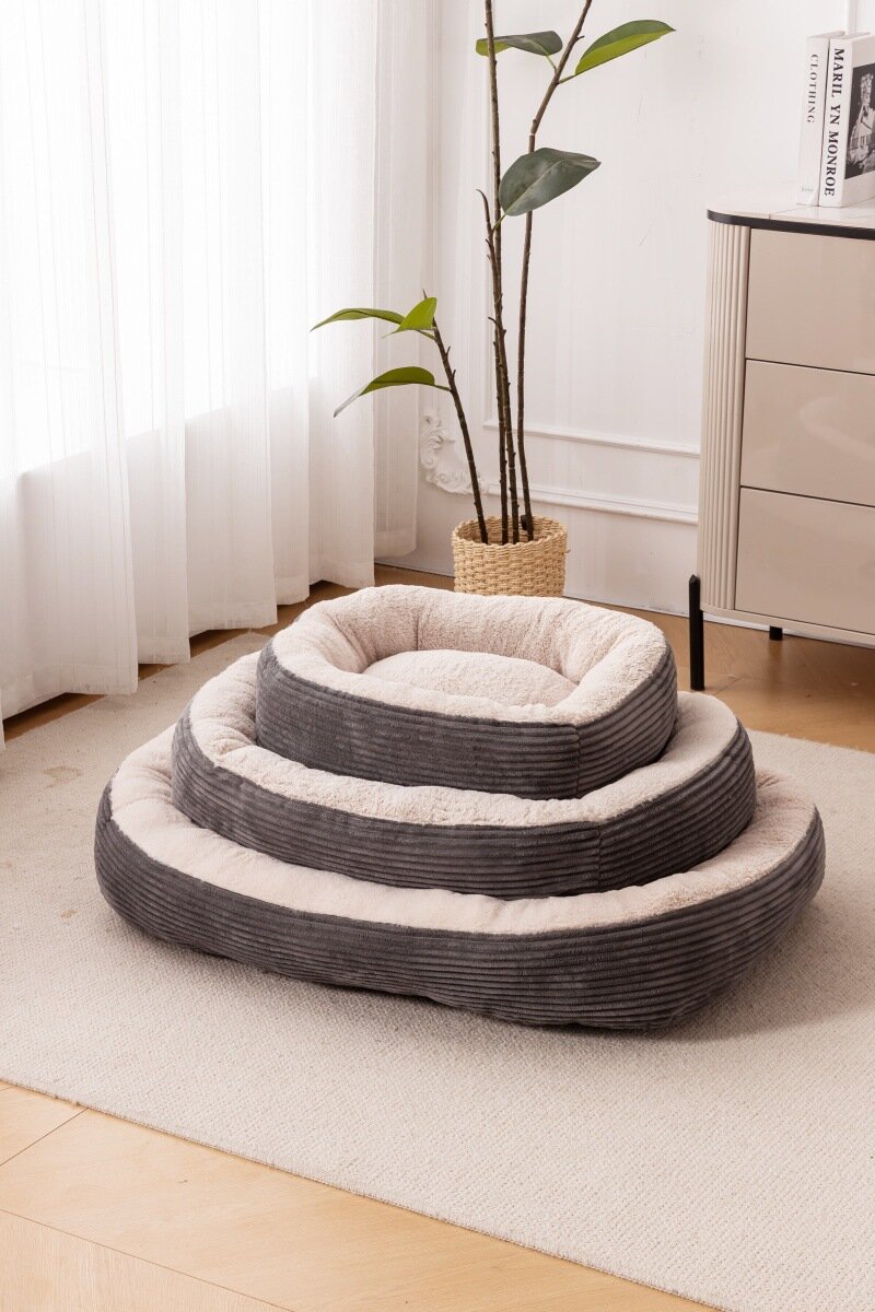 Зимняя утепленная кровать для кошек и собак - толстый удобный матрас для глубокого сна Цвет：СерыйРазмер：M (75*60*18 см)