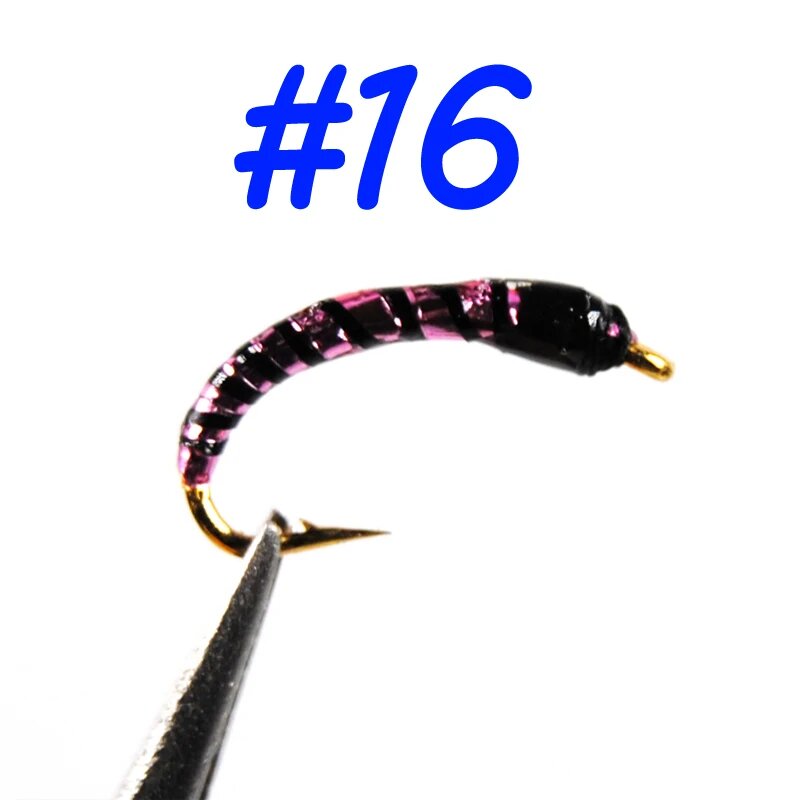 Крючки для нахлыста Bimoo, 6 шт, размер #14, #16 Розовый, color 16