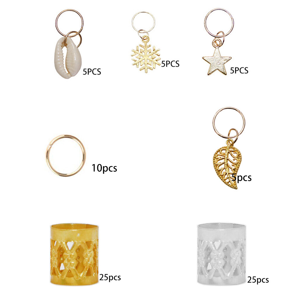 80шт Украшения Для Волос Коса Кольца Украшения Подвески Дреды Бусины Металлические Манжеты