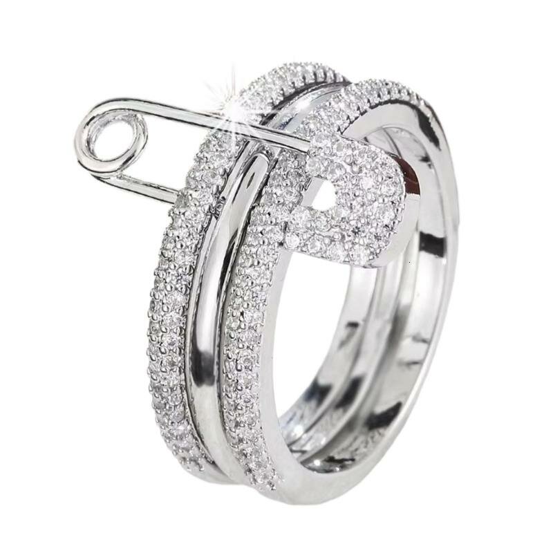 Кольцо-капель из меди с цирконием, Серебро - 2