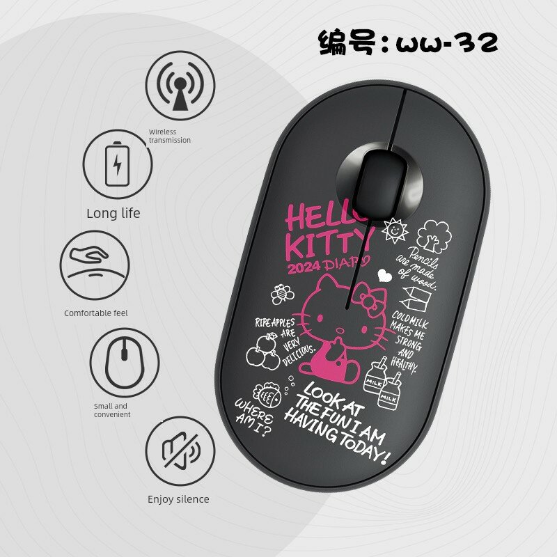 Беспроводная Bluetooth-мышь Hello Kitty, бесшумная, для девочек, для игр, офиса, планшета, ноутбука, универсальная