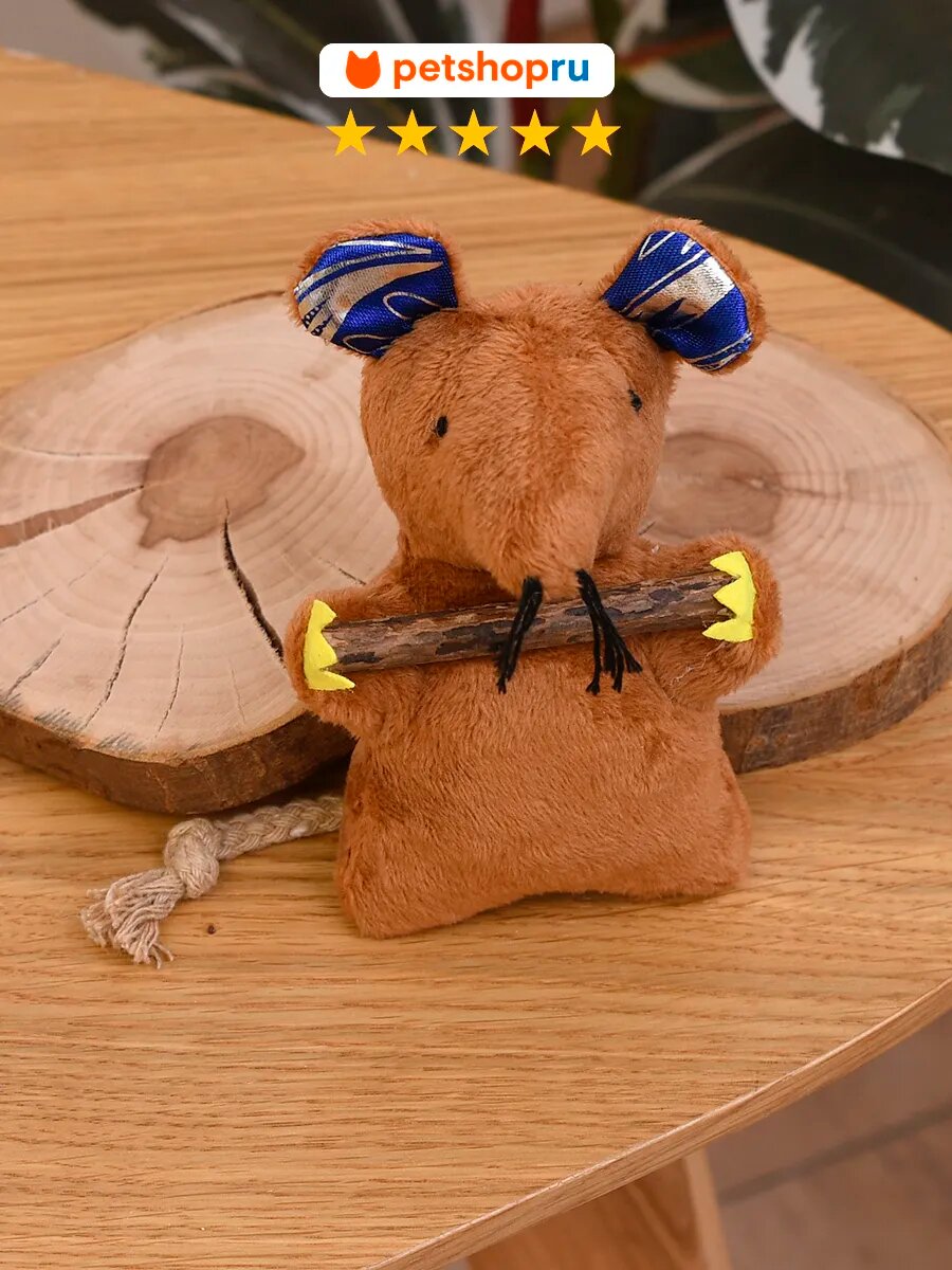 Игрушка для кошек мышка с мататаби "Джерри", 11 см