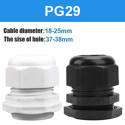 10 шт. белые черные нейлоновые пластиковые соединители PG7 PG9 PG11 PG13.5 PG16 PG19 PG21 PG25 PG29 PG36 AIRLGEE водонепроницаемые White, PG29