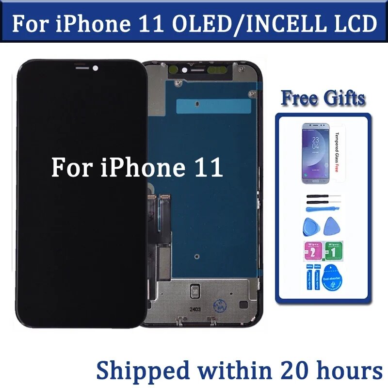 100% тест OLED для iPhone 11, ЖК-дисплей, дигитайзер сенсорного экрана в сборе с 3D Touch 11 INCELL