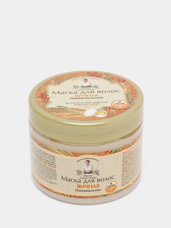 Рецепты бабушки Агафьи Маска яичная питательная для всех типов волос, 300 мл