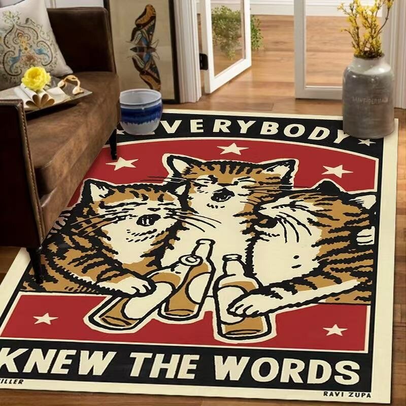 Винтажный ковер с котами в стиле ретро — стильный акцент для интерьера, 50x80