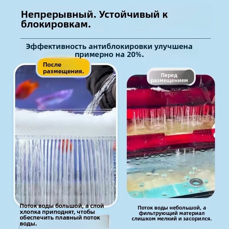 Антизасоряющийся материал для фильтрации бактерий в аквариуме, высокоплотный биохимический хлопковый фильтр, 2 штуки в упаковке, 30*40 см