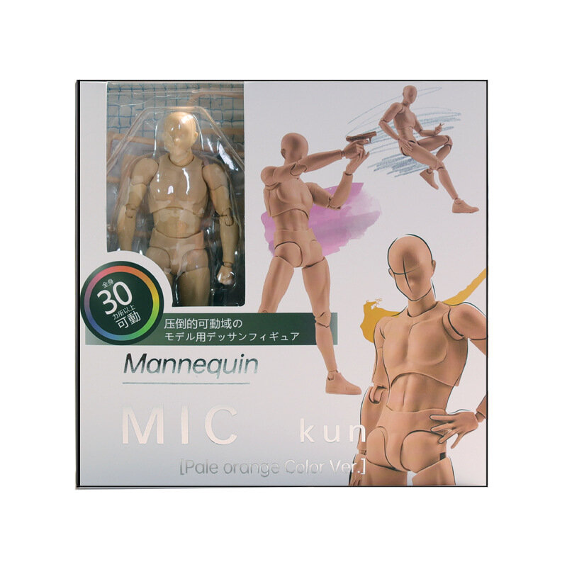 Мужская и женская фигурка серого, черного, телесного и оранжевого цвета, модель Deluxe Edition, инструмент для рисования, подвижная фигурка