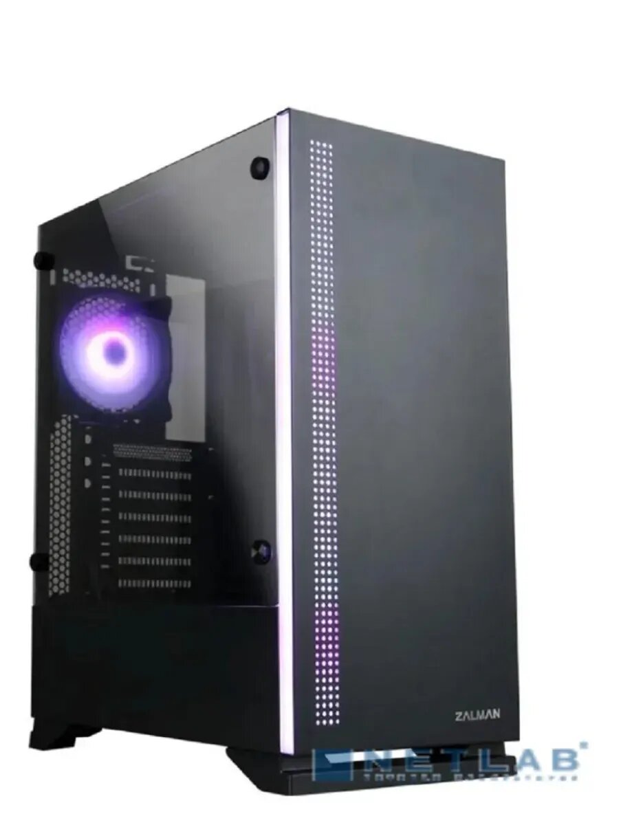 Корпус для ПК S5 без БП, боковое окно (закаленное стекло), черный, ATX