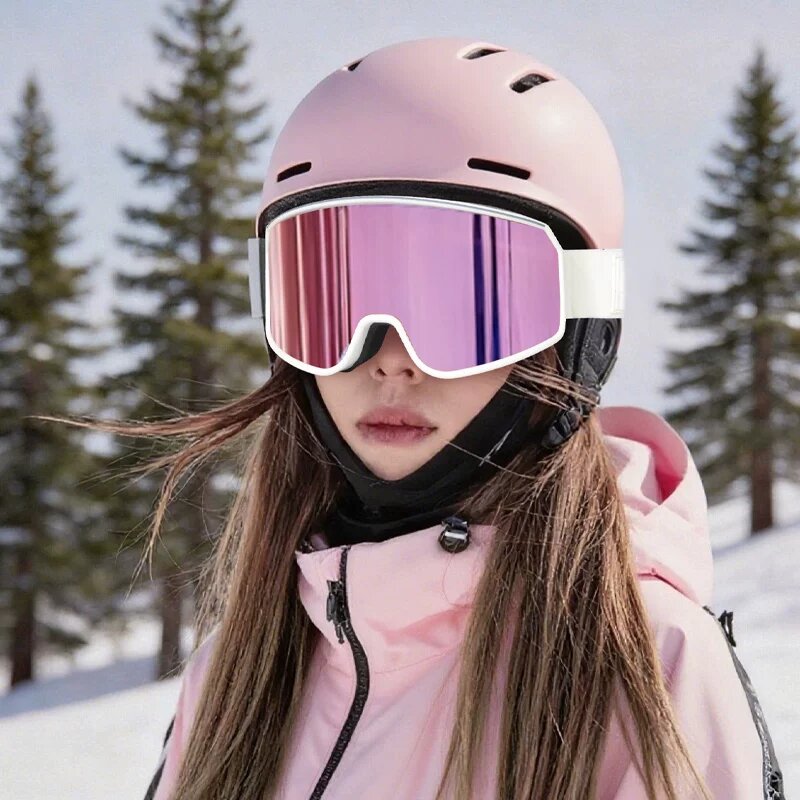 Магнитные снежные очки, цилиндрические лыжные очки с широким полем зрения, двухслойные противотуманные лыжные очки для