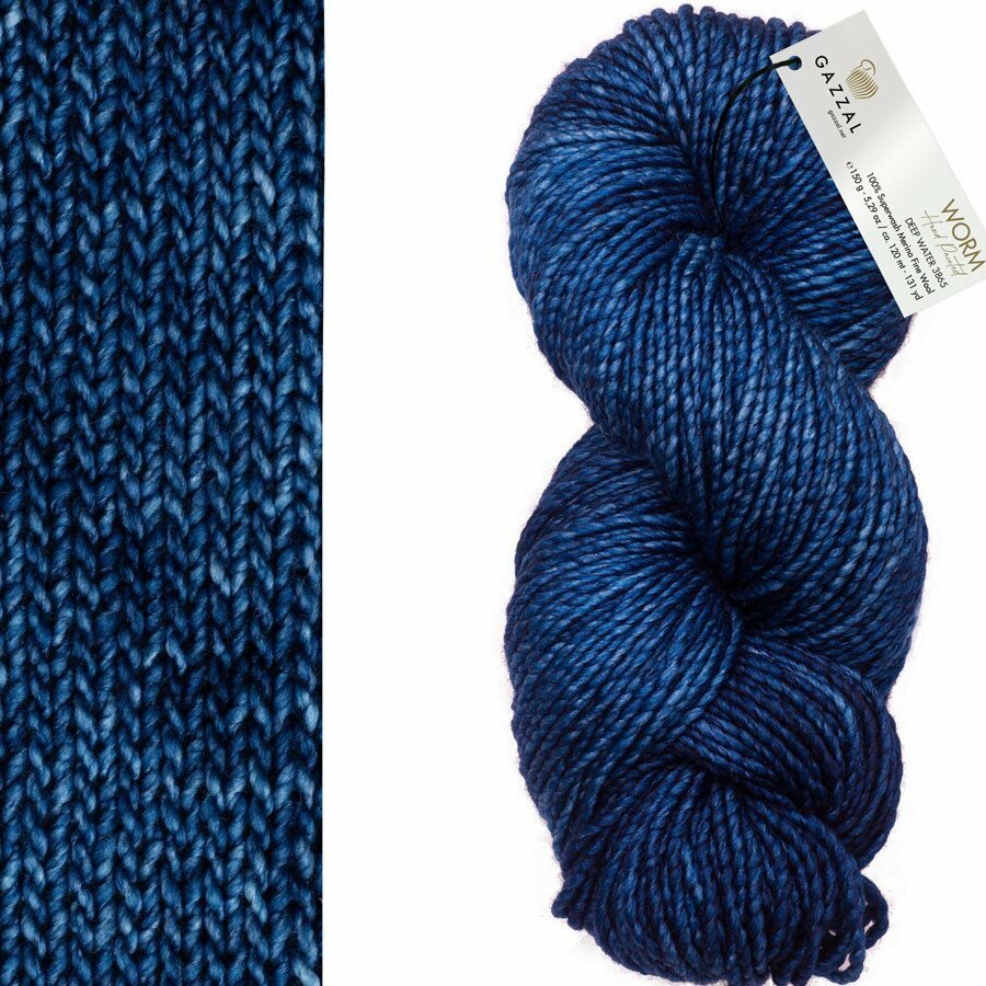 Пряжа Gazzal WORM 3865 синий (3 мотка)