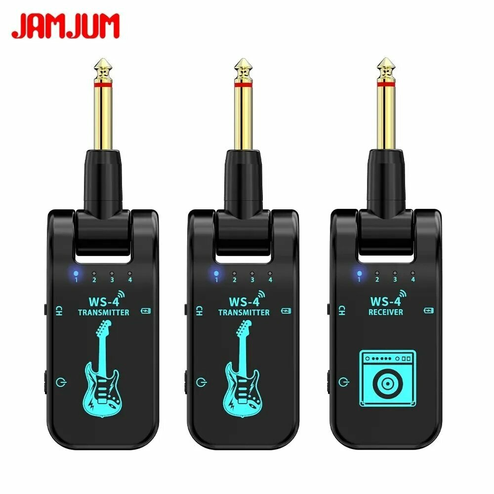 JAMJUM WS-4 2 TX1 RX2.4G Беспроводная гитарная системаприемник/передатчик,2TX, 1RX suitable for electric guitar