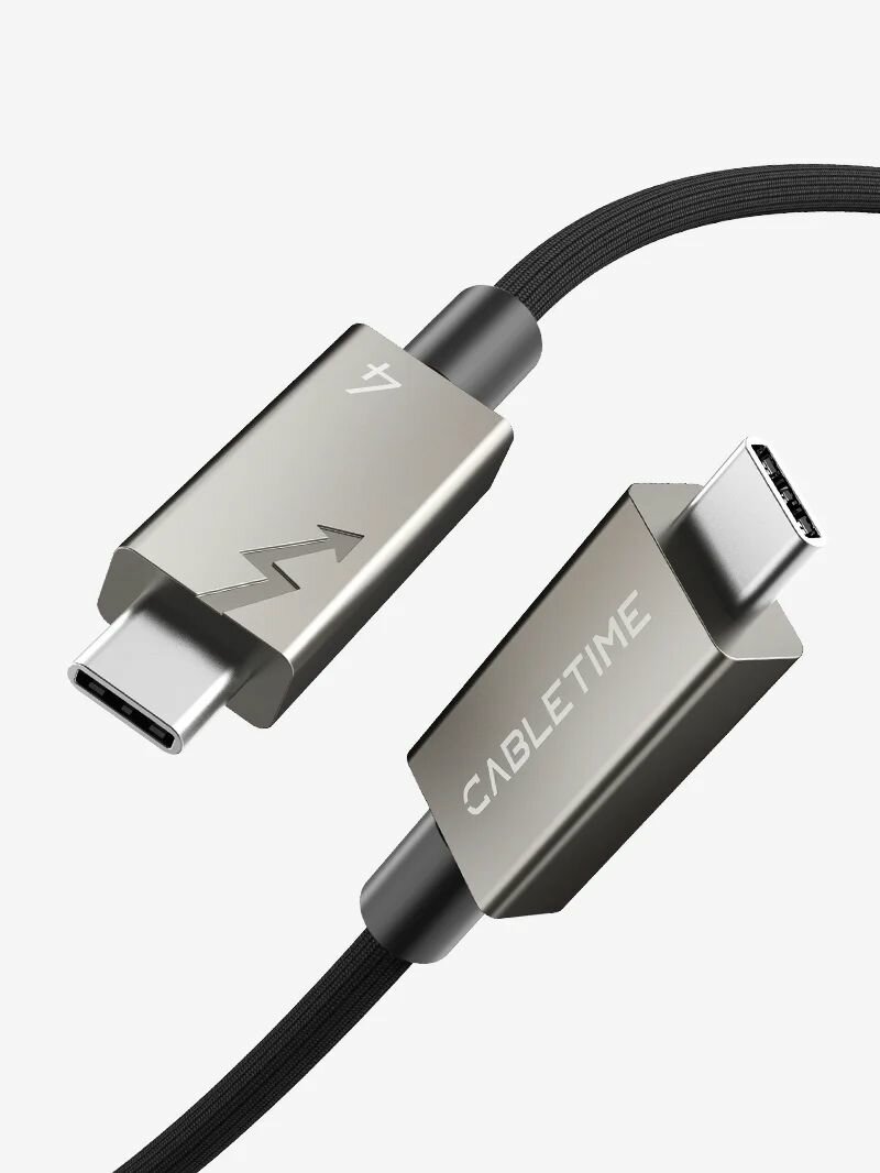 Кабель CABLETIME, CT‑USB4‑ZG2, USB‑C to USB‑C, 40Gbps, 8K, чёрный, 2м