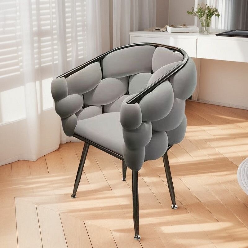 Кресло, 1 шт, 58х40х64 см. Черная рама - светло-серый