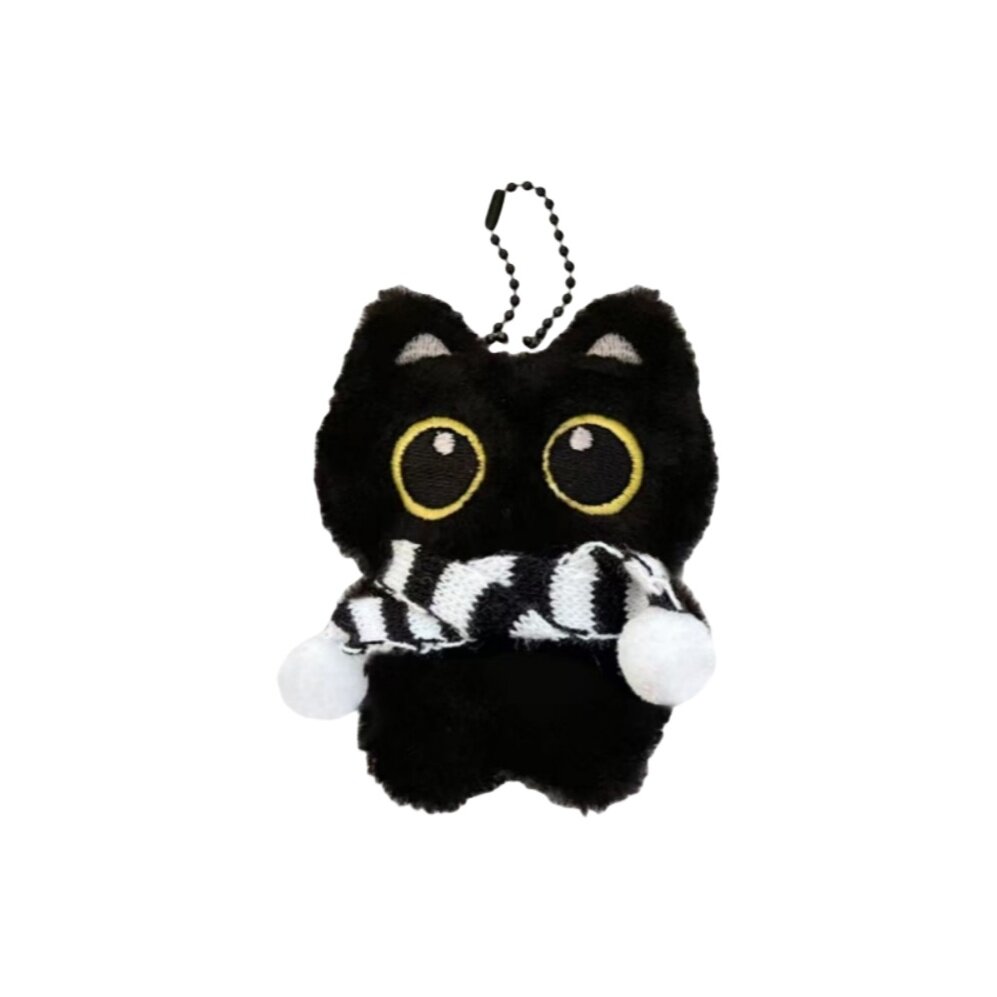 Плюшевый брелок унисекс BOBIXIONG Милый черный кот, высота 10 см, Black White Scarf Little Black Cat-Bead Chain Style