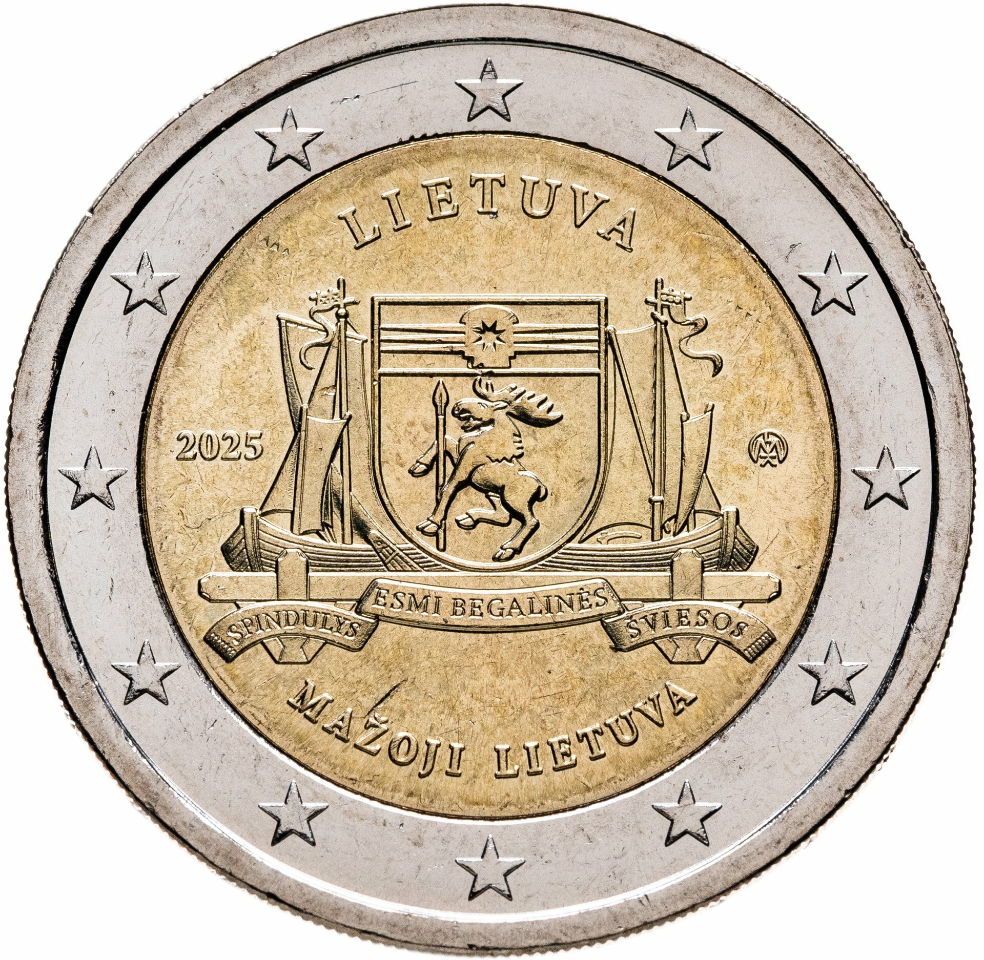 Литва 2 евро 2025 "Регион Малая Литва", Биметалл, в сохранности UNC