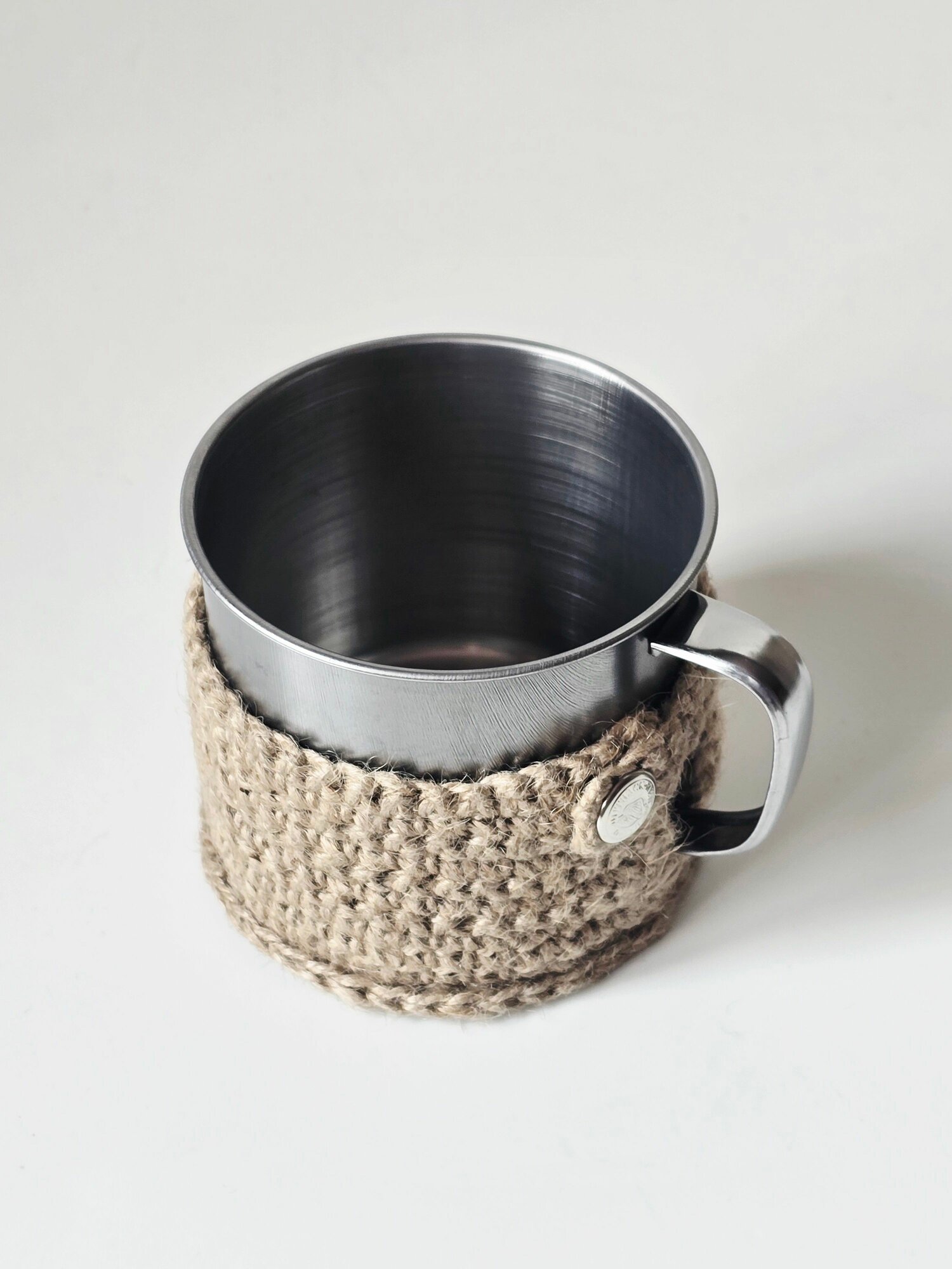 Кружка "Кружка в Джутовом Чехле", Сталь, Джутовый Чехол, Бежевая, 500мл