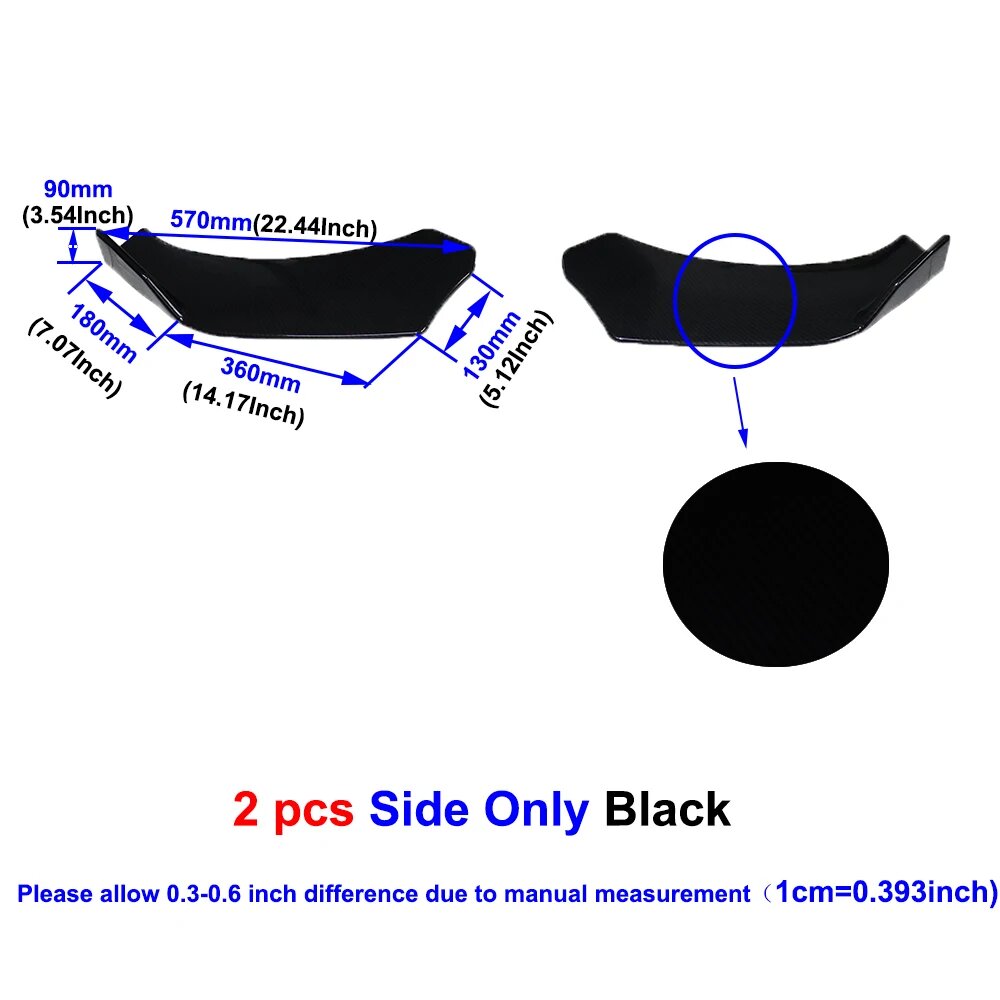 Универсальный Спойлер лопаты дефлектор переднего бампера разветвитель для губ дефлектор устойчивый к царапинам крыло Canard защита губ Black 2pcs per set