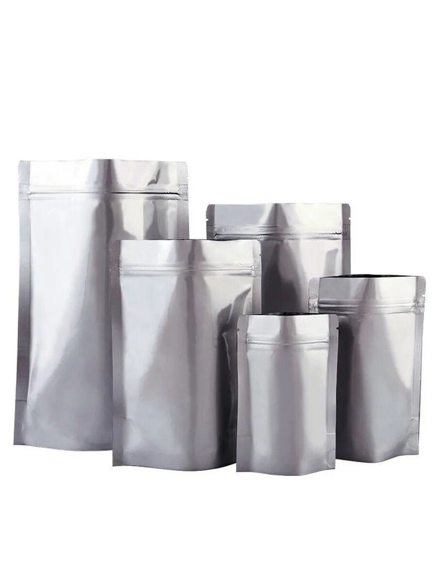 Фольгированные пакеты 23x35+4см, самозапечатывающиеся, 100шт