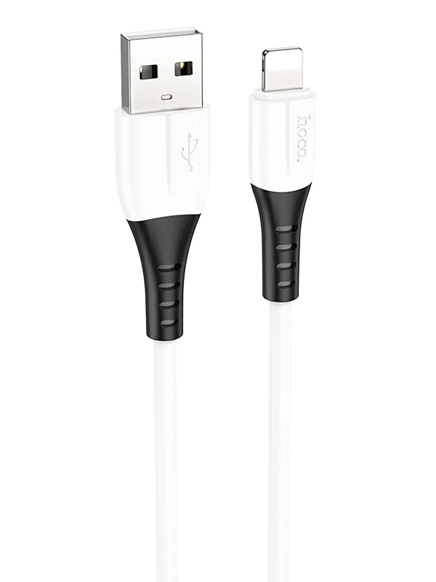 Кабель Hoco X82 USB to Lightning силиконовый, 2.4А, 1 метр, белый (для iPhone 14, 13, 12, 11 и ранее)