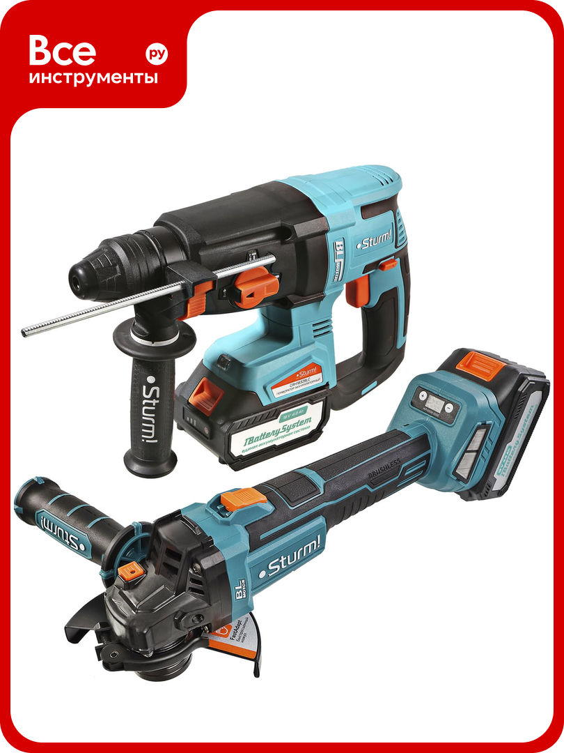 Набор аккумуляторного инструмента Sturm CRH1832BLC+CAG18125BLE