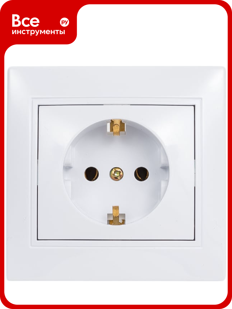 Розетка Intro Plano 1-202-01 с заземлением 2P+E Schuko, 16А-250В, IP20, СУ, белый, Б0053874