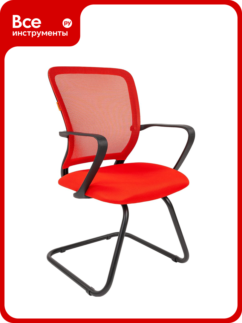 Конференц-кресло CHAIRMAN 698 V TW-69, красная обивка из сетки и ткани, для офисного и переговорного пространства