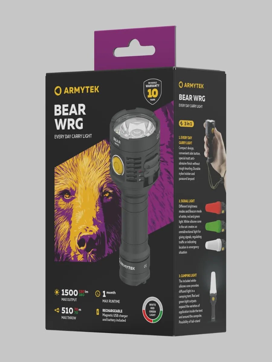 Фонарь Bear WRG F09901C Белый + Красный + Зеленый