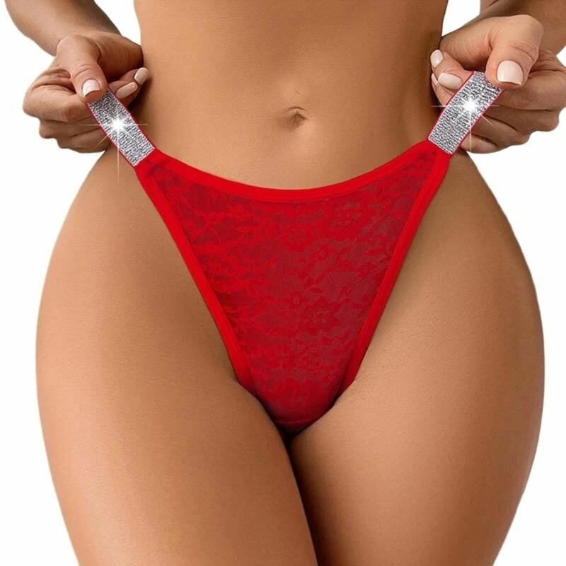 Кружевные стринги, красный - S