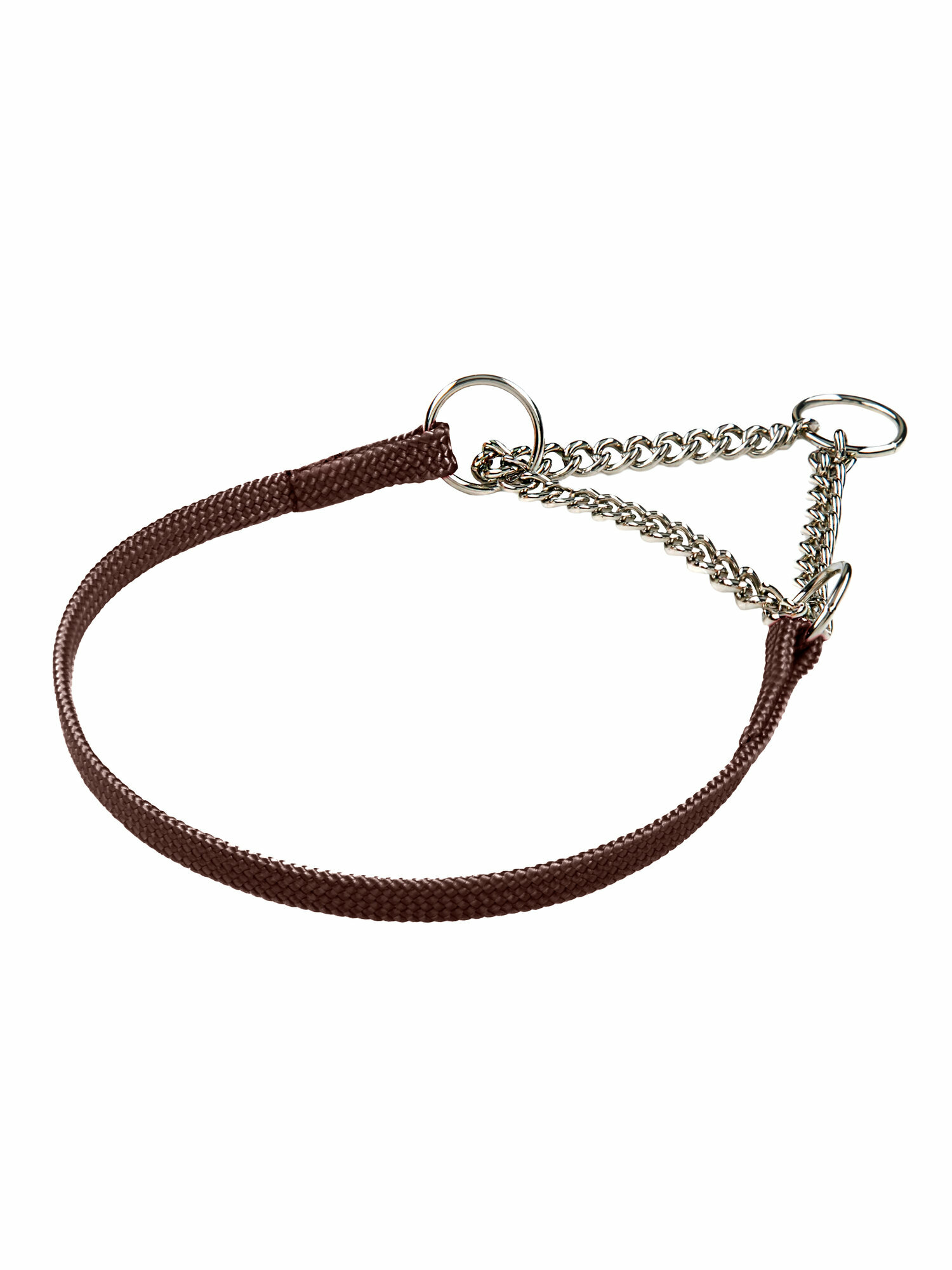 Ошейник-полуудавка для собак ZooOne (лента-чулок) 5мм (24-30см) с цугом (никель) коричневый, 75-1035