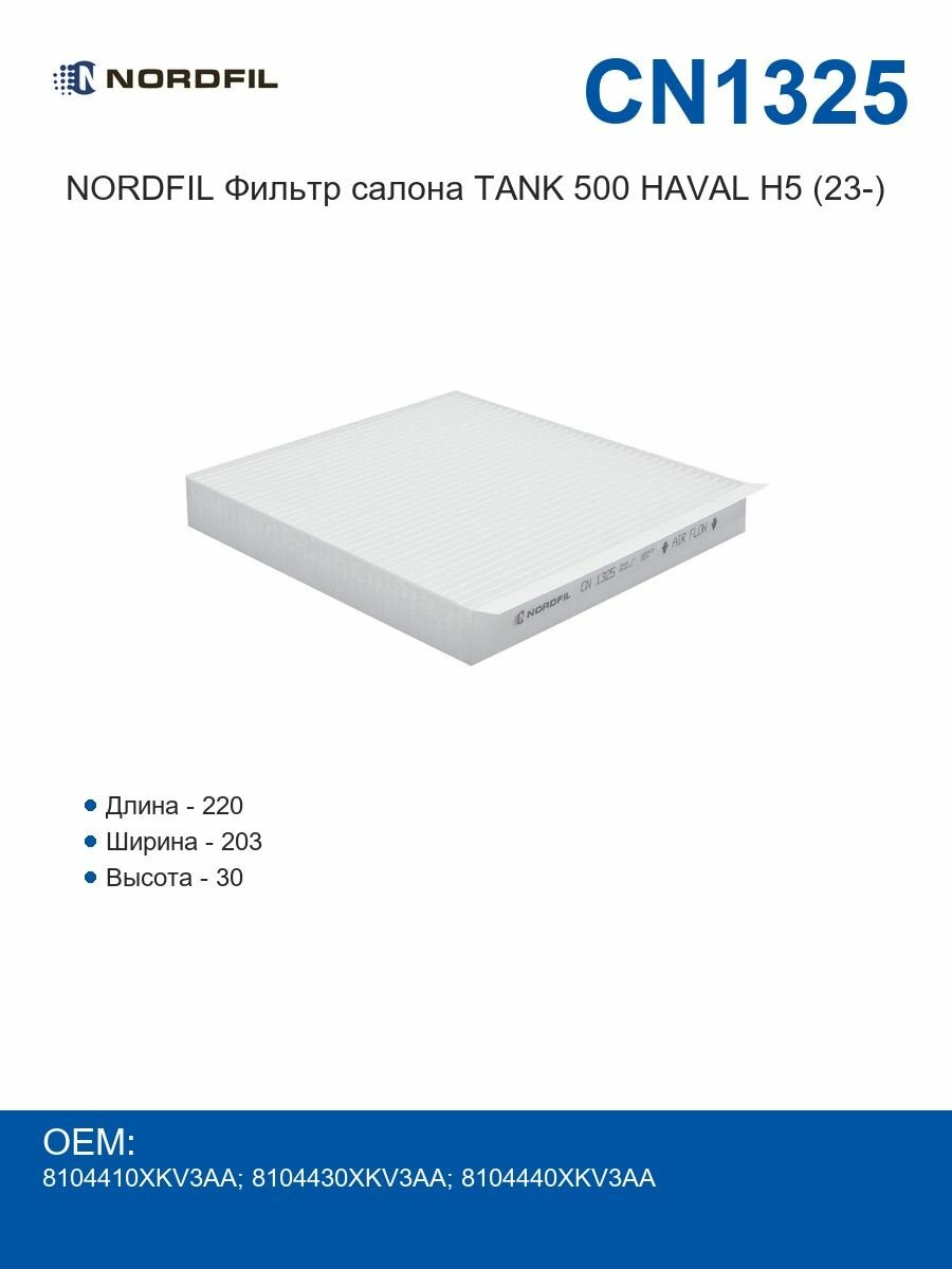NORDFIL Фильтр салона TANK 500 HAVAL H5 (23-)