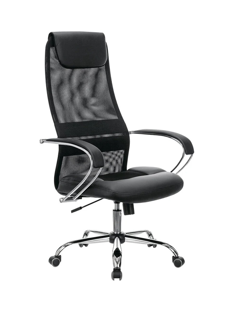 Кресло офисное Brabix PREMIUM Stalker EX-608 CH, текстиль/сетка/экокожа, до 120 кг, черный