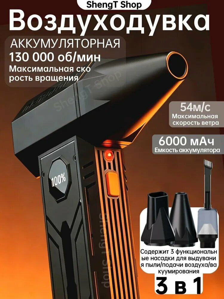 Портативный вентилятор STORM KING 54 м/с, Мощный ручной вентилятор, 100 режимов, 6000 мАч, для кемпинга, автомобиля, охлаждения электроники