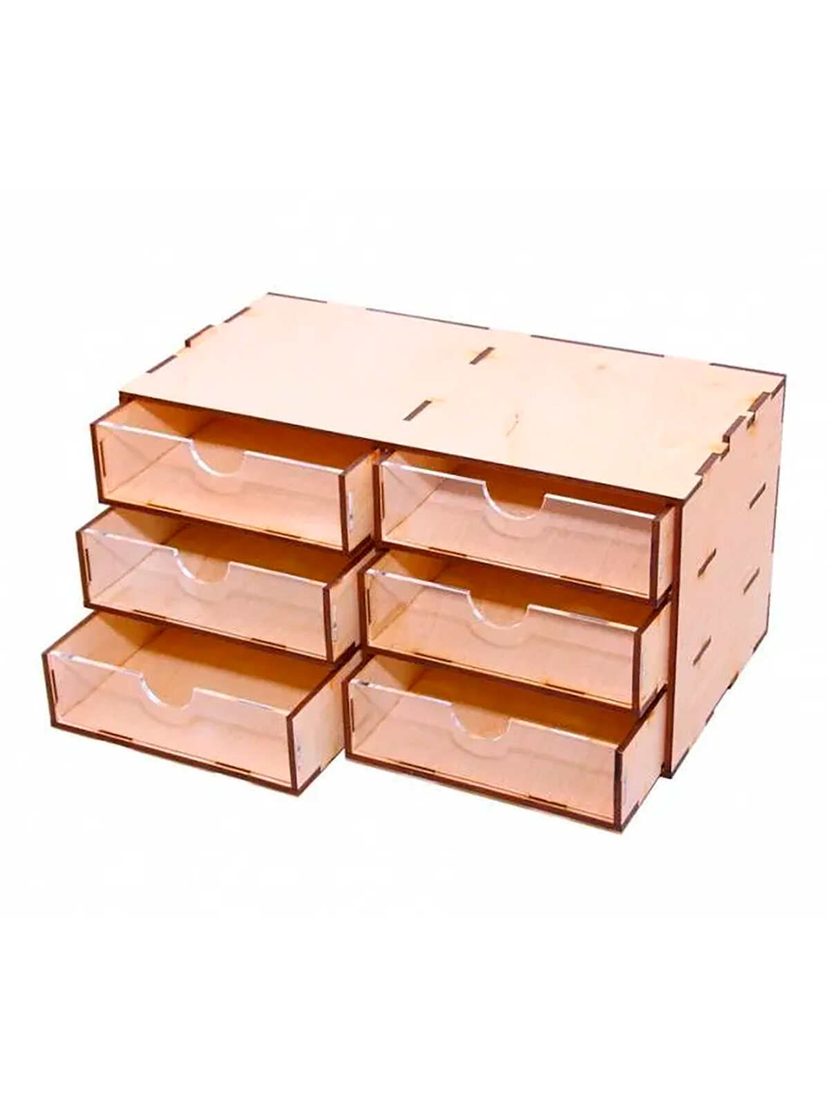 Касcетный модуль-органайзер на 6 низких ящичков, 300х150х150 мм, березовая фанера, Россия