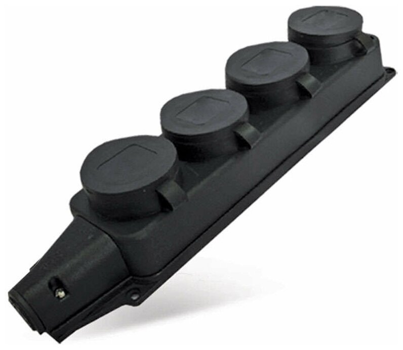 Колодка 4-х местная однофазная с заглушками каучук Universal 1029 .