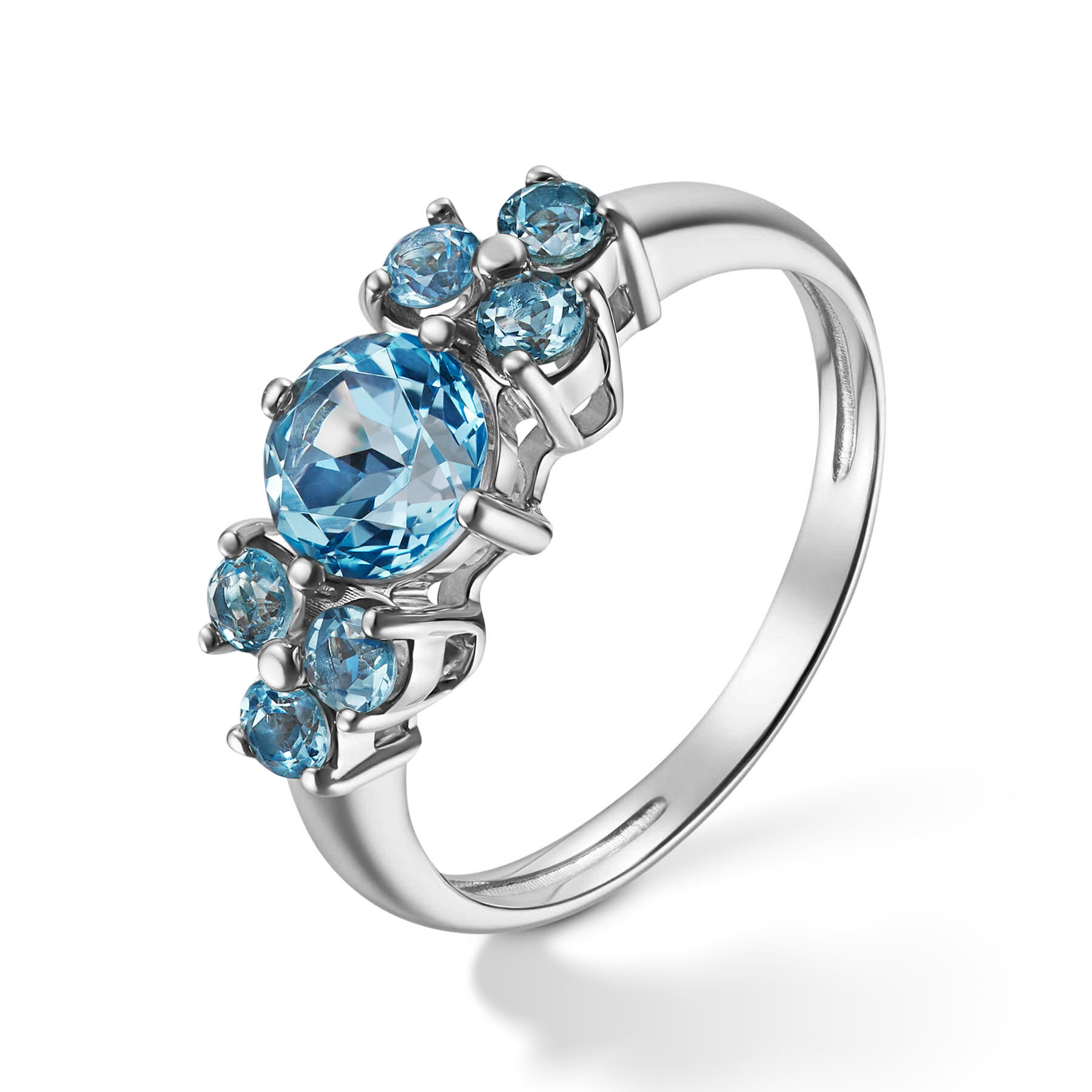 Кольцо, белое золото, 585 проба, топаз