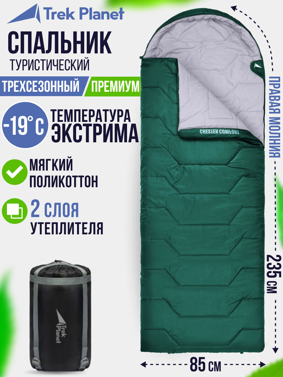 Кемпинговый спальник-одеяло Trek Planet Chester Comfort для кемпинга весной и осенью