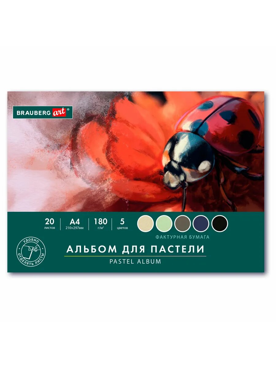 Альбом для пастели а4, 20 листов, 5 цветов