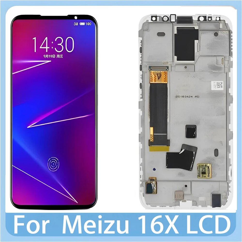 6,0 "оригинальный AMOLED для Meizu 16X сенсорный ЖК-экран с рамкой и дигитайзером в White With Frame
