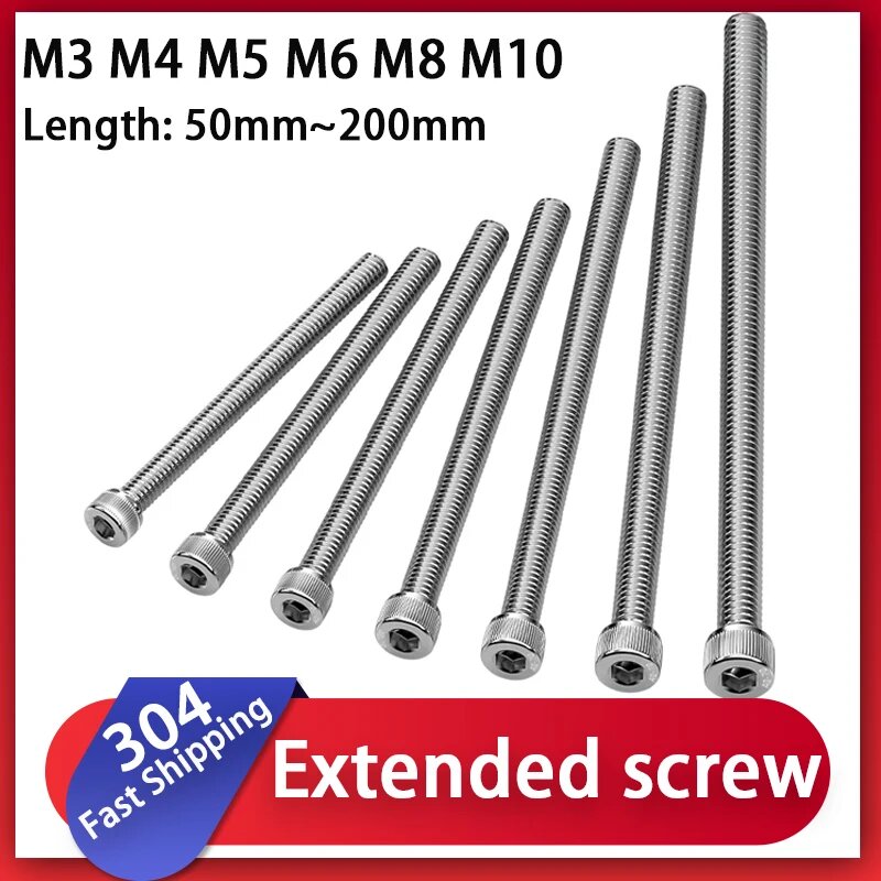 Винты из нержавеющей стали 304 с шестигранной головкой М6, 200mm 1pcs